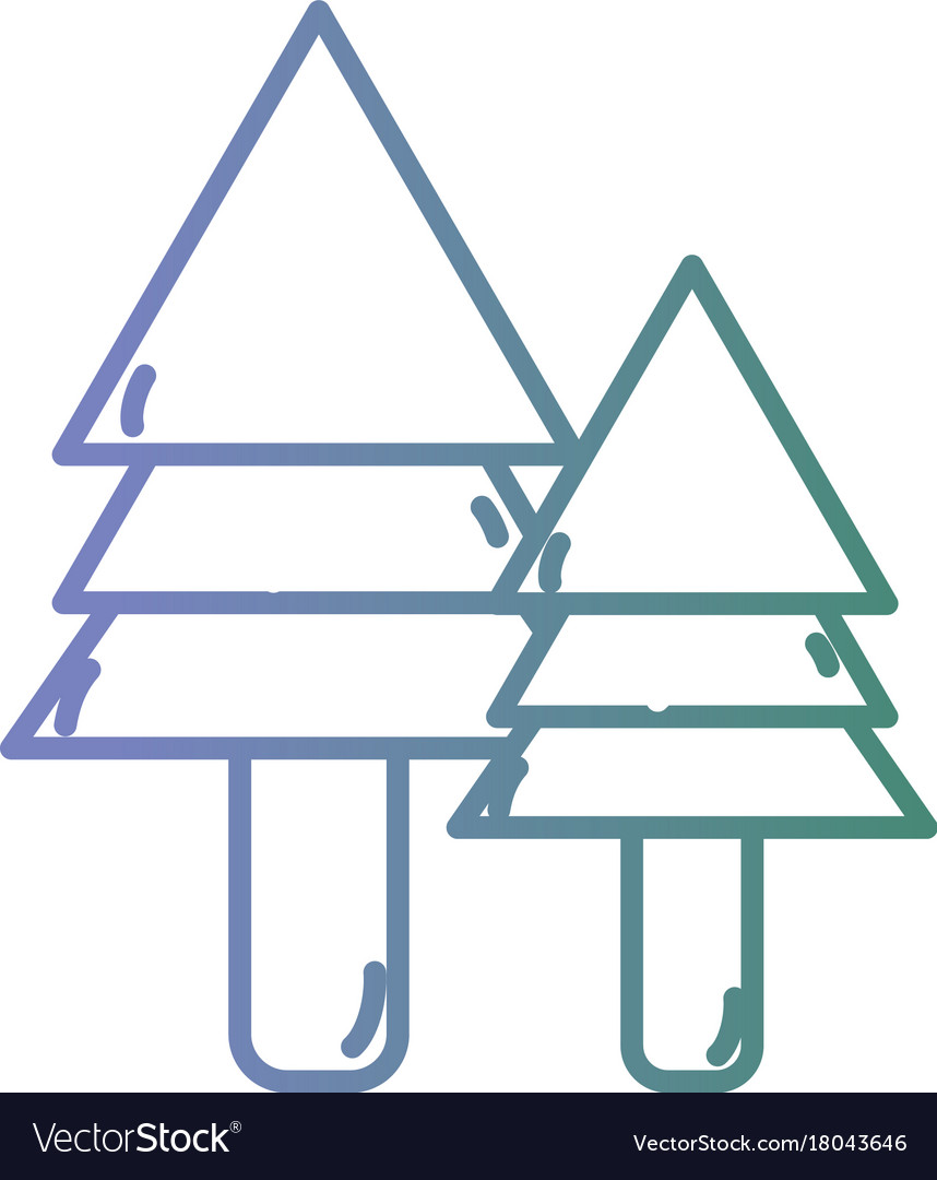 Line natural pine tree ecological Royalty Free Vector Image