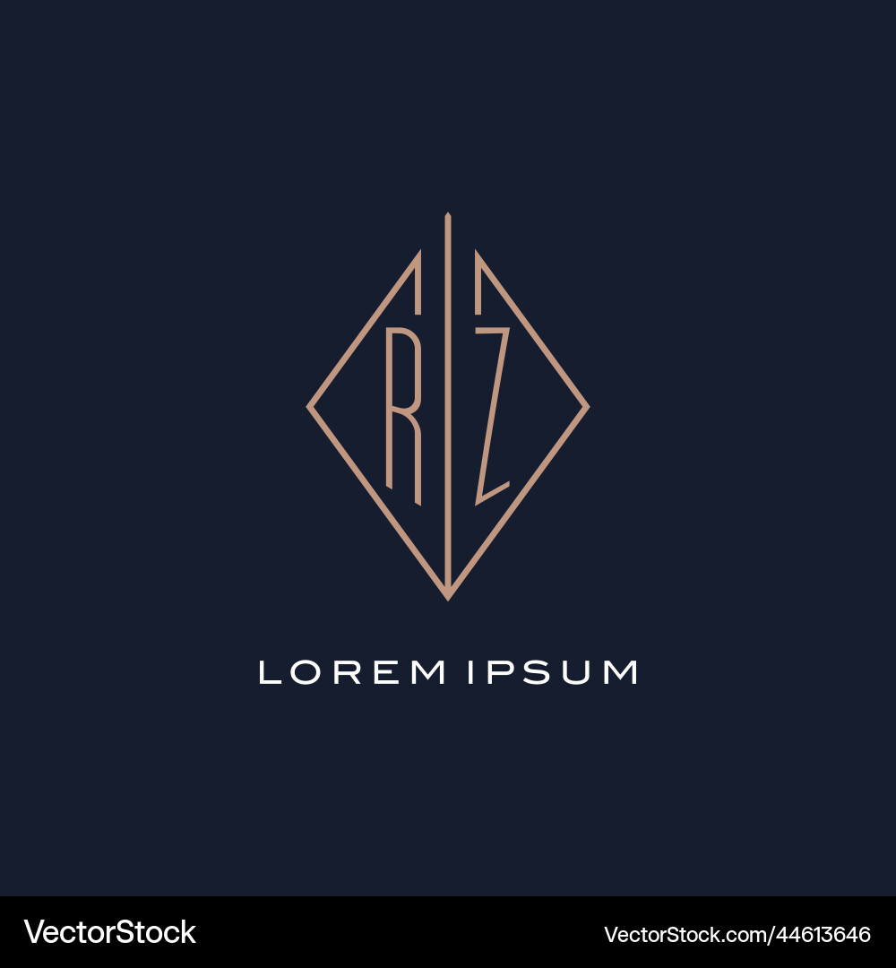 Monogram rz logo with diamond rhombus style Vector Image