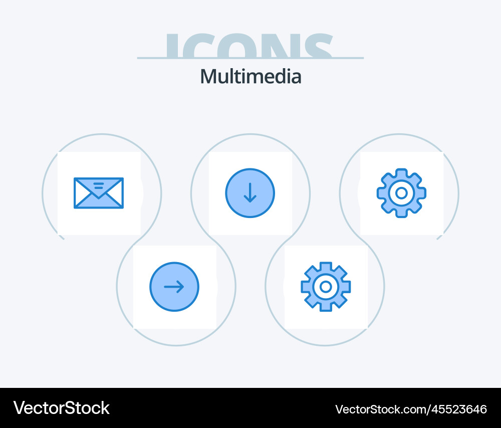 Multimedia blue icon pack 5 icon design downloads Vector Image