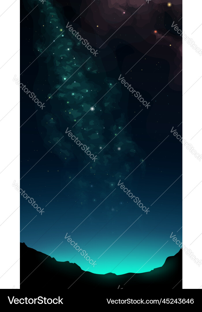 Night view on far bright colorful galaxy Vector Image