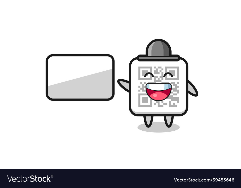 Qr code cartoon doing a presentation Royalty Free Vector