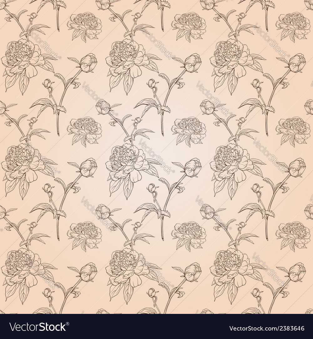 Vintage floral seamless pattern with peonies Vector Image