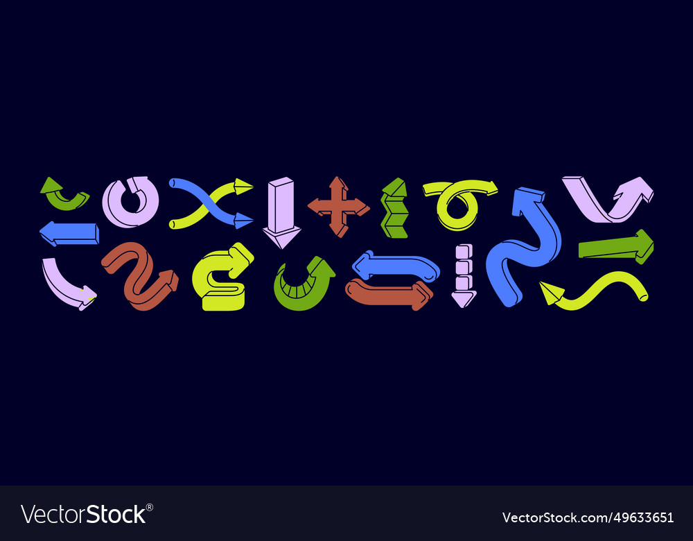 Arrows pointers designs set curved twisted Vector Image
