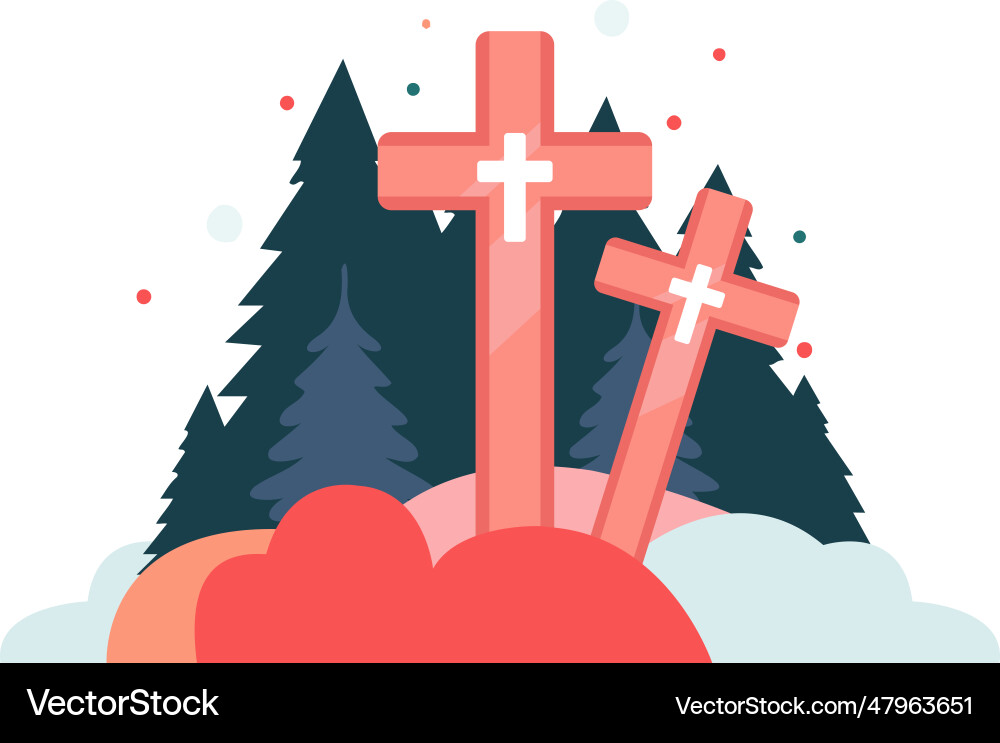 Hand drawn christmas cross in flat style Vector Image
