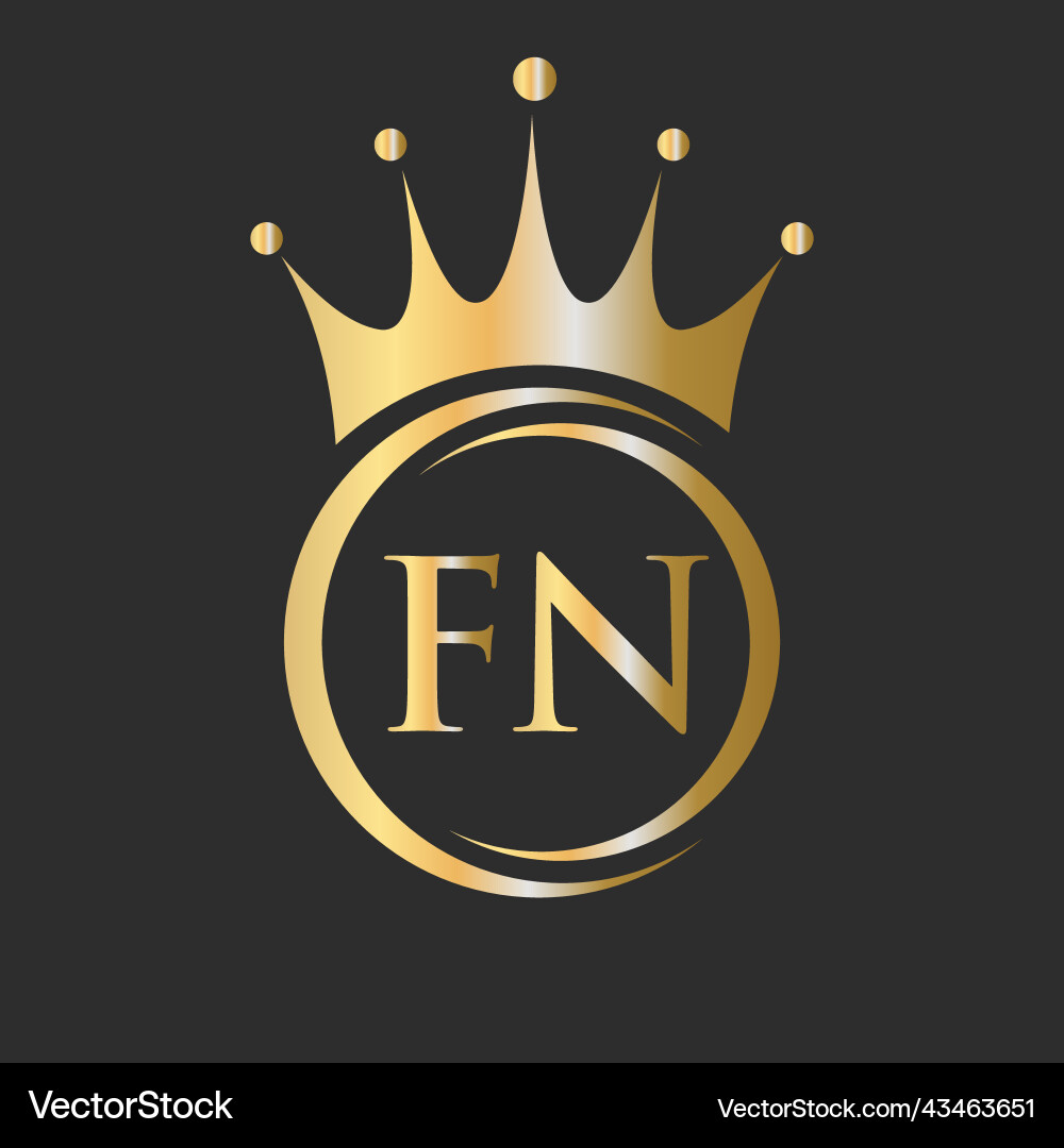 Letter fn crown logo royal for spa Royalty Free Vector Image