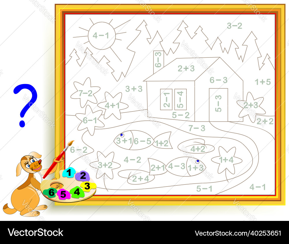 Mathematical exercises for children on addition Vector Image