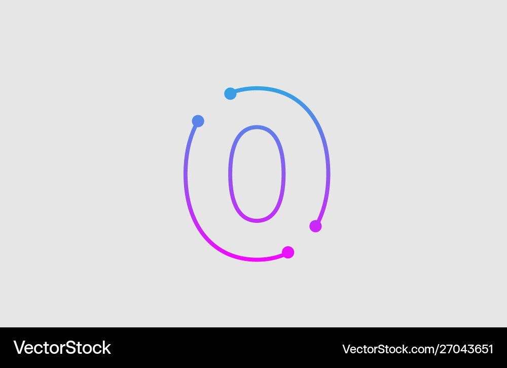 Number 0 zero logo design with colors pink Vector Image