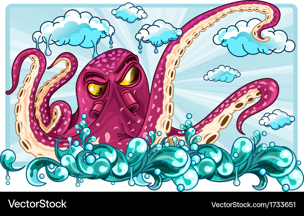 Octopus floating on the sky Royalty Free Vector Image