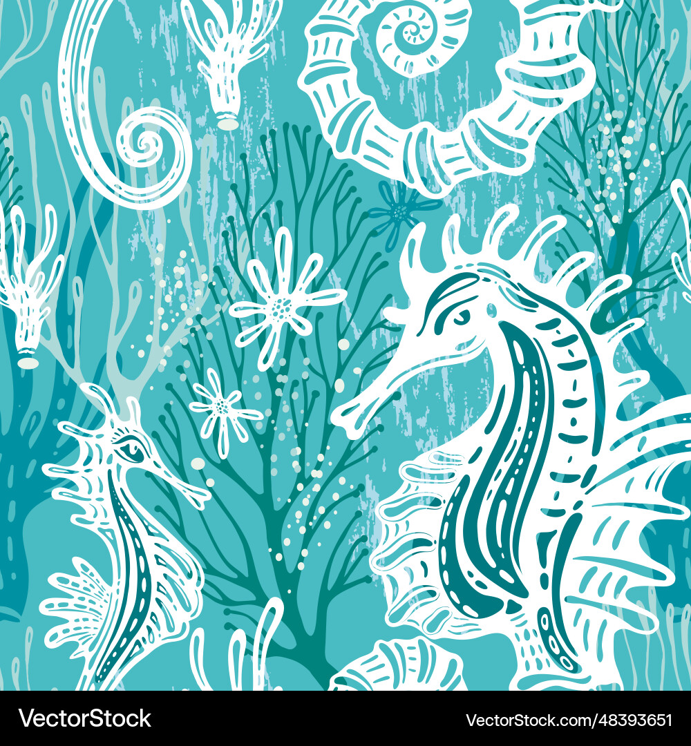 Seamless fashion pattern on a marine theme Vector Image
