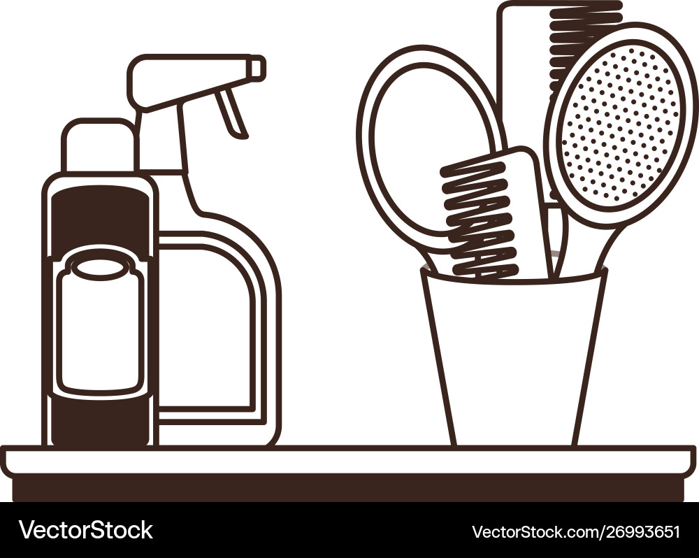 Silhouette pet grooming set on white background Vector Image
