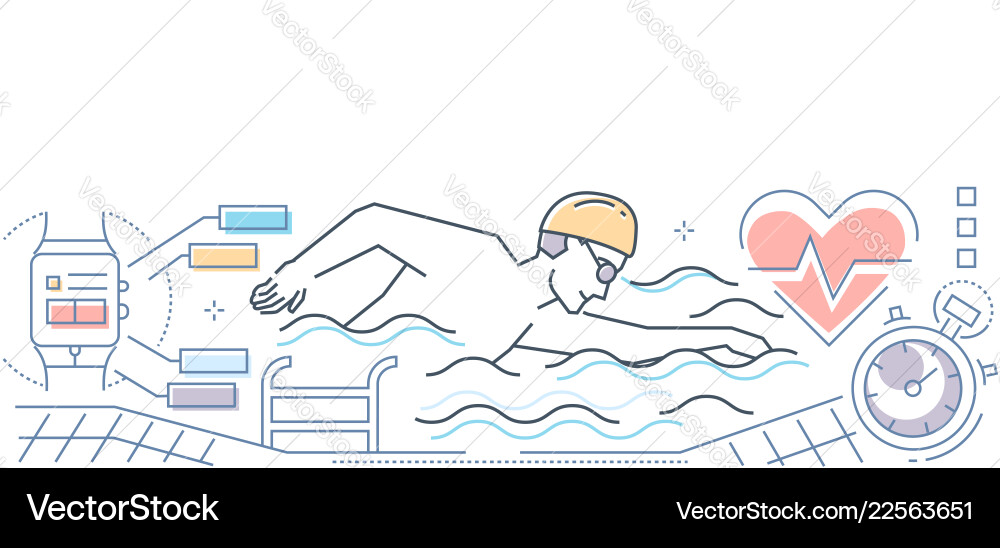 Swimming - colorful line design style Royalty Free Vector
