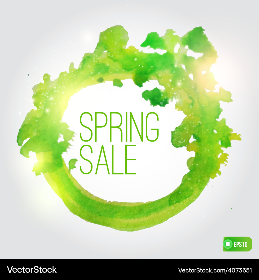 Watercolor spring splash banner with leaves Vector Image