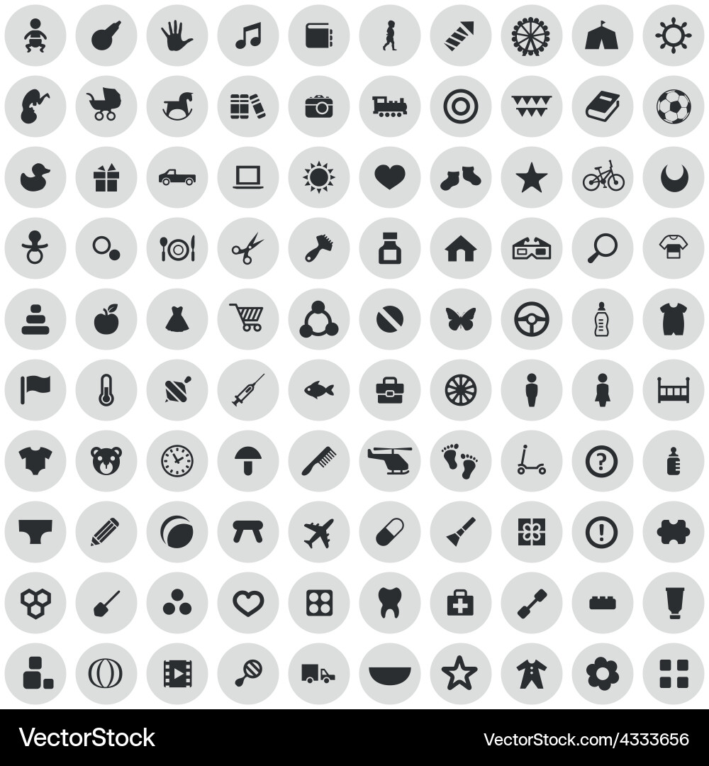 100 baby kids icons Royalty Free Vector Image - VectorStock