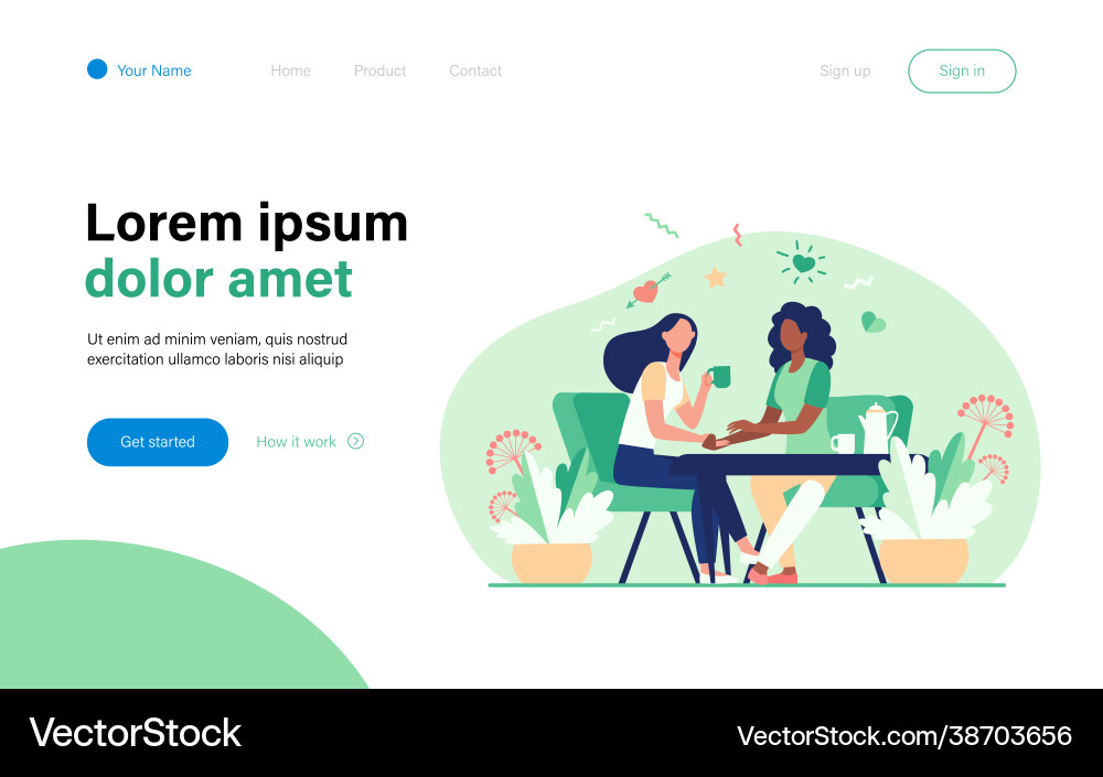 Female friends talking over cup tea Royalty Free Vector