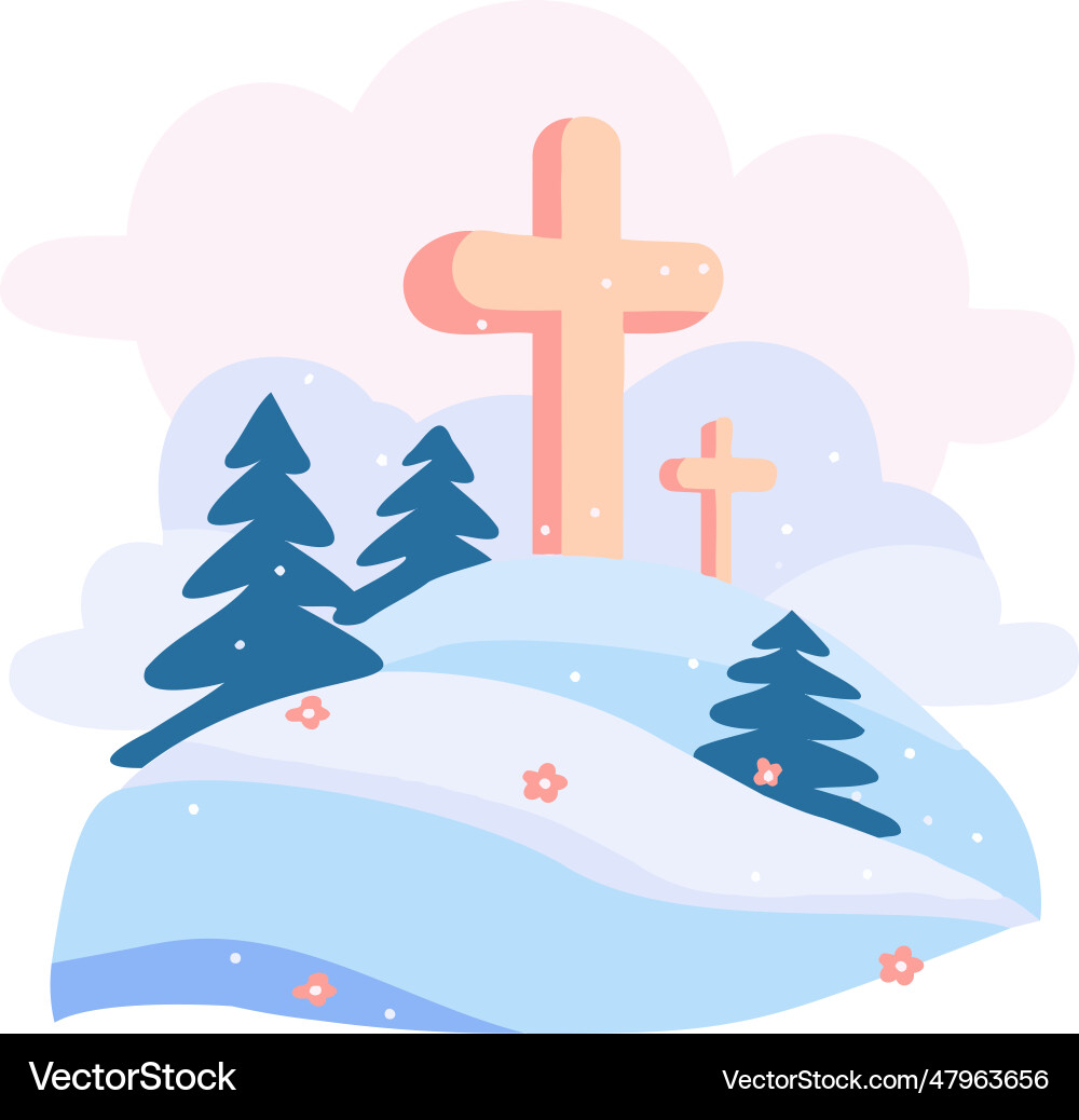 Hand drawn christmas cross in flat style Vector Image