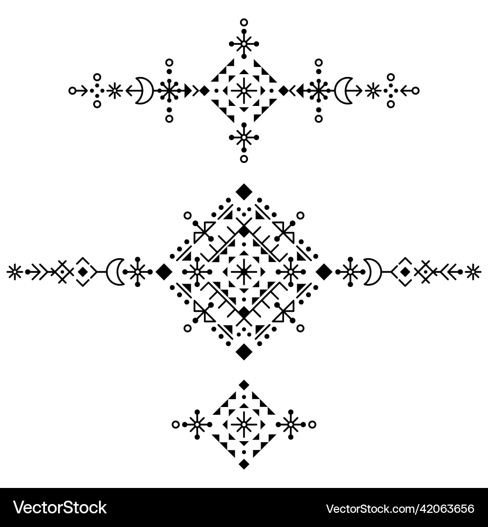 Icelandic rune art tribal line patterns Royalty Free Vector