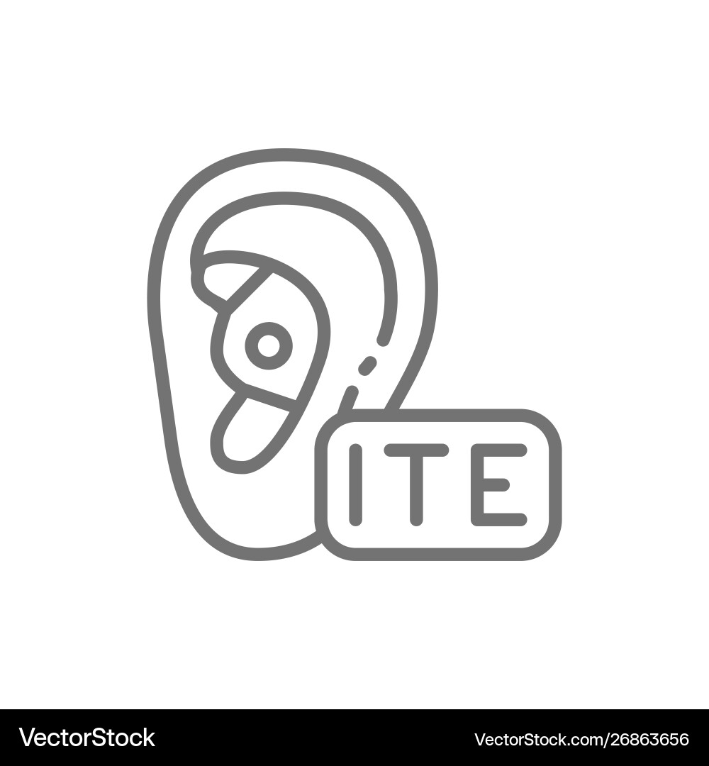 In the ear hearing aid ite line icon Royalty Free Vector