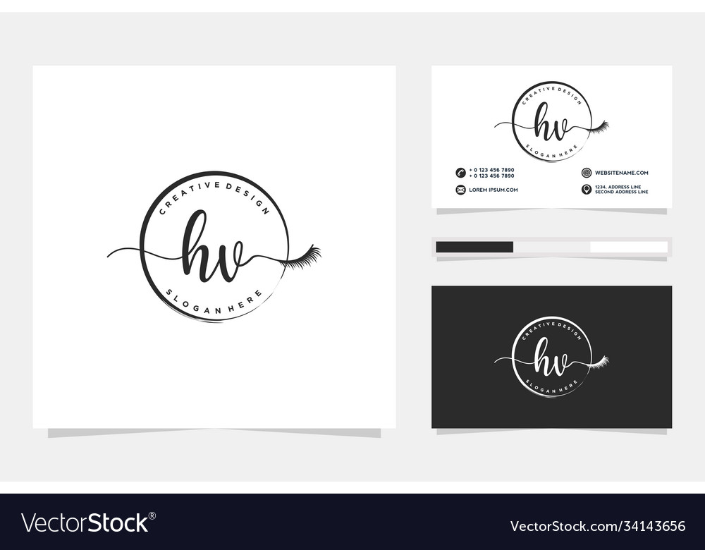 Initial hv feminine logo collections and business Vector Image