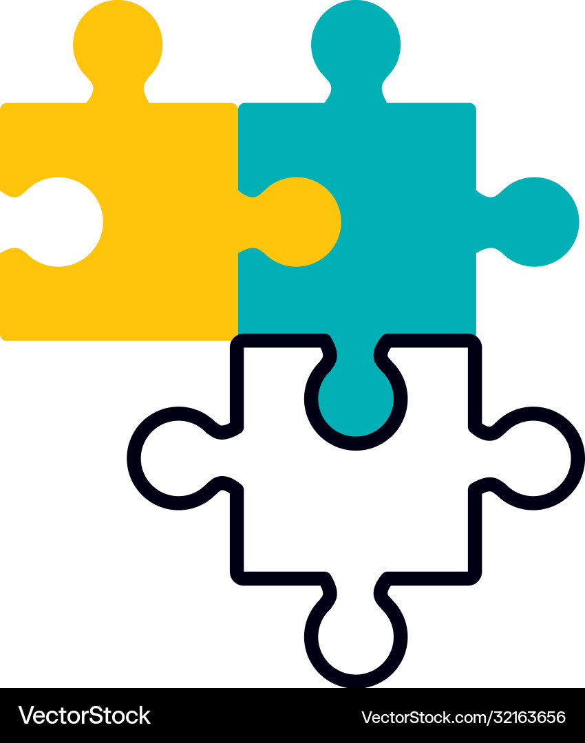 Jigsaw puzzles icon half line color style Vector Image