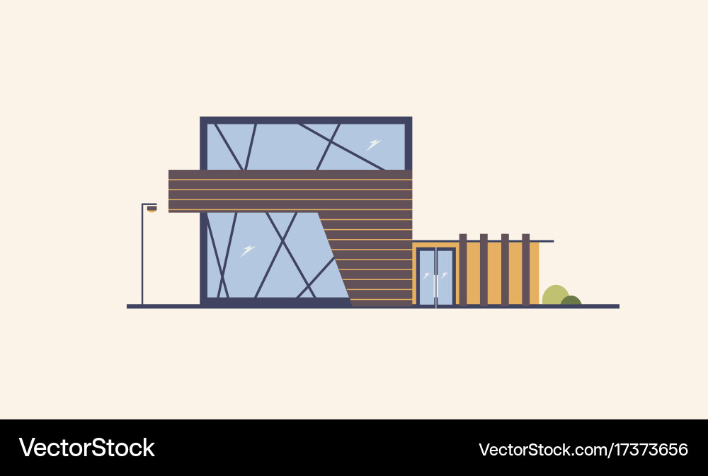 Modern building with large windows glass door Vector Image