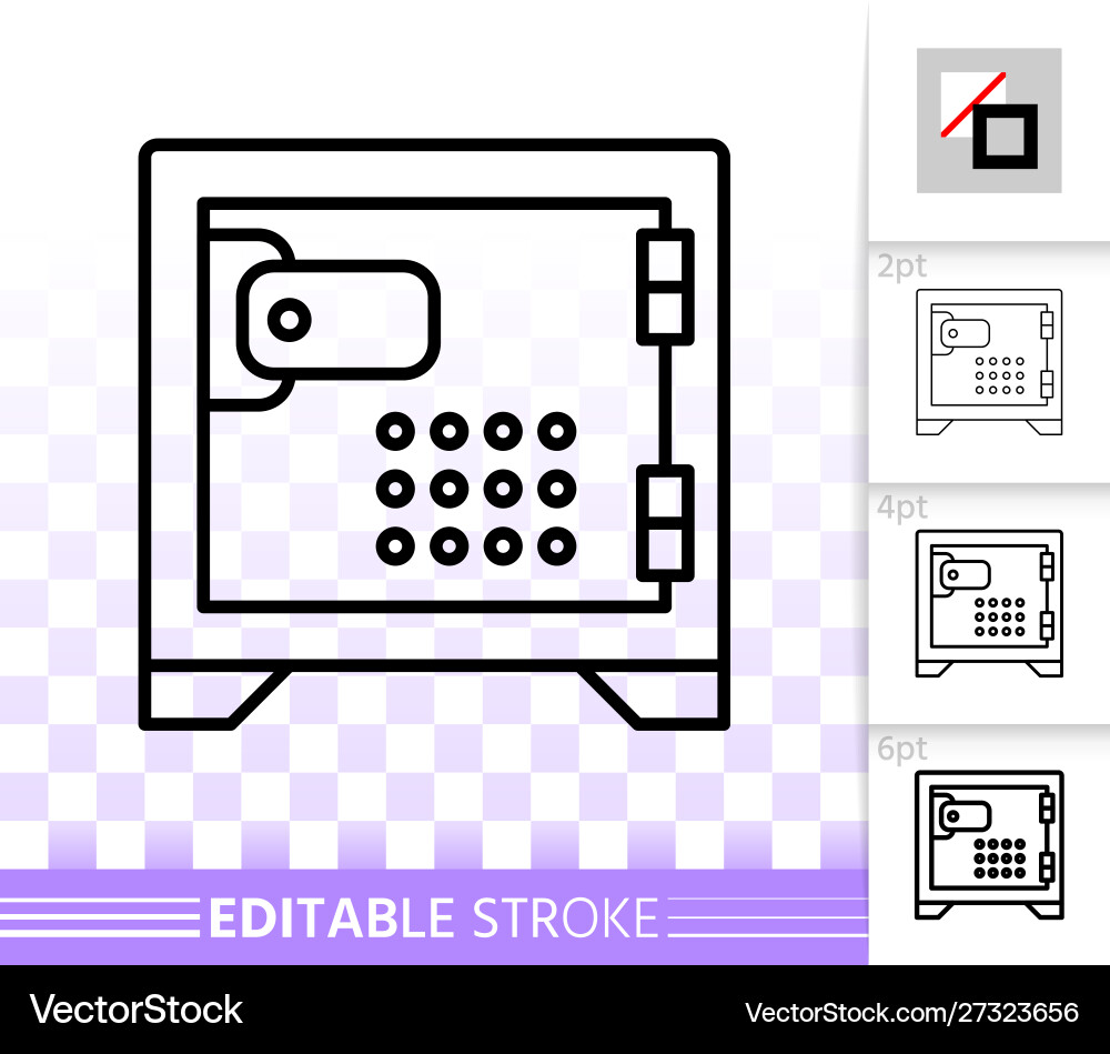 Safe simple black line bank cell box icon Vector Image
