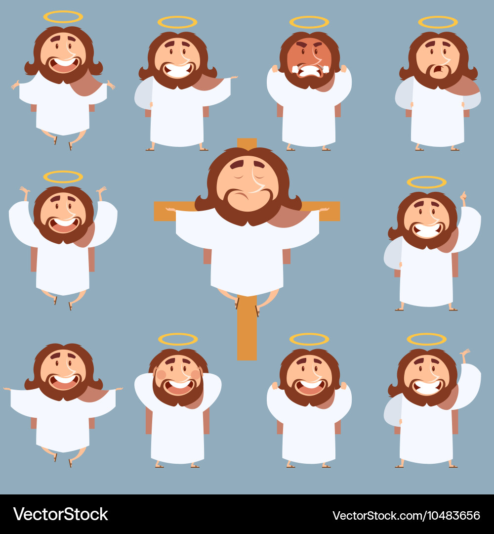Set of jesus flat icons Royalty Free Vector Image