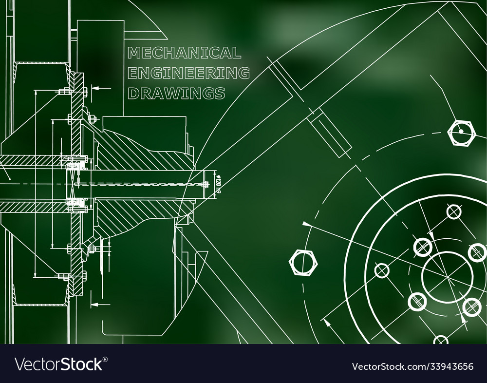 Technical mechanical engineering green background Vector Image