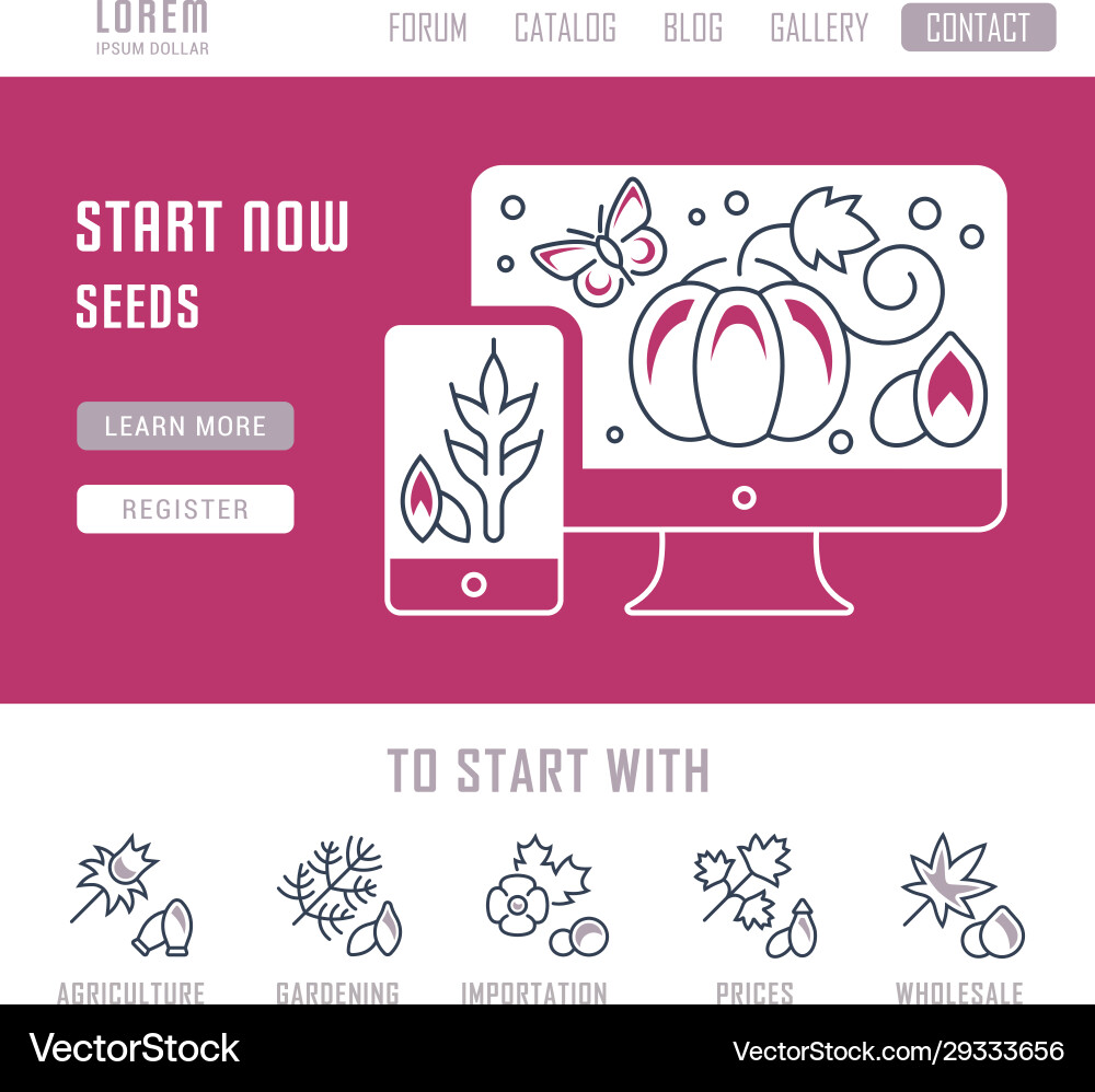 Website banner and landing page seeds Royalty Free Vector