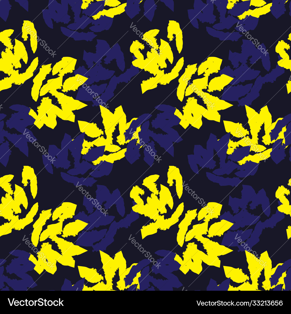Yellow floral brush strokes seamless pattern Vector Image