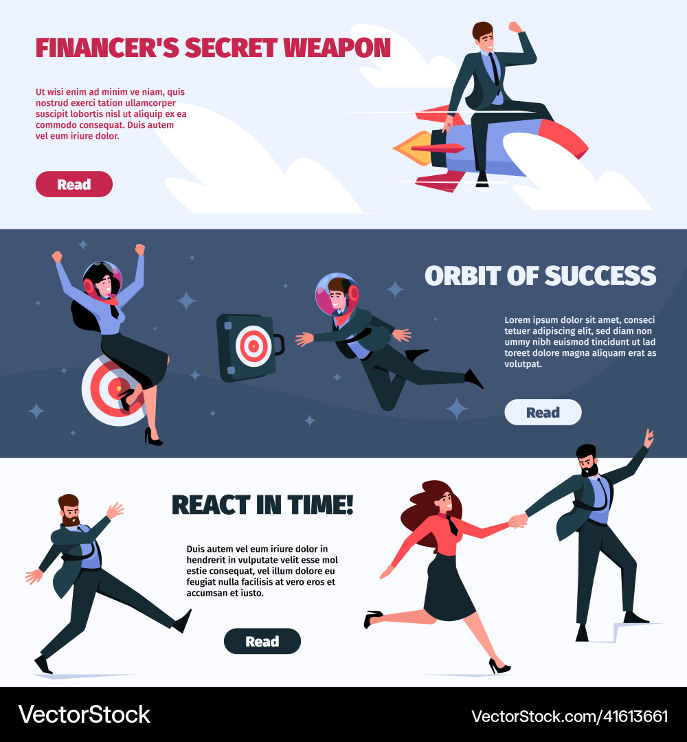 Business banners happy successful characters Vector Image