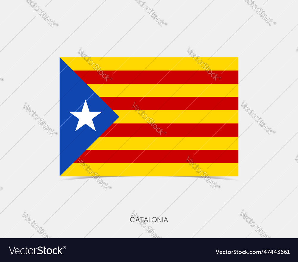 Catalonia rectangle flag icon with shadow Vector Image
