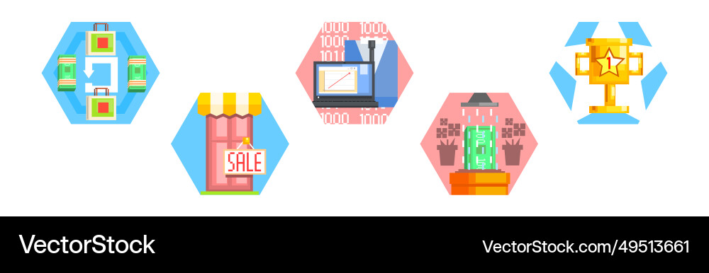 Consumer and marketing icon in hexagonal shape Vector Image