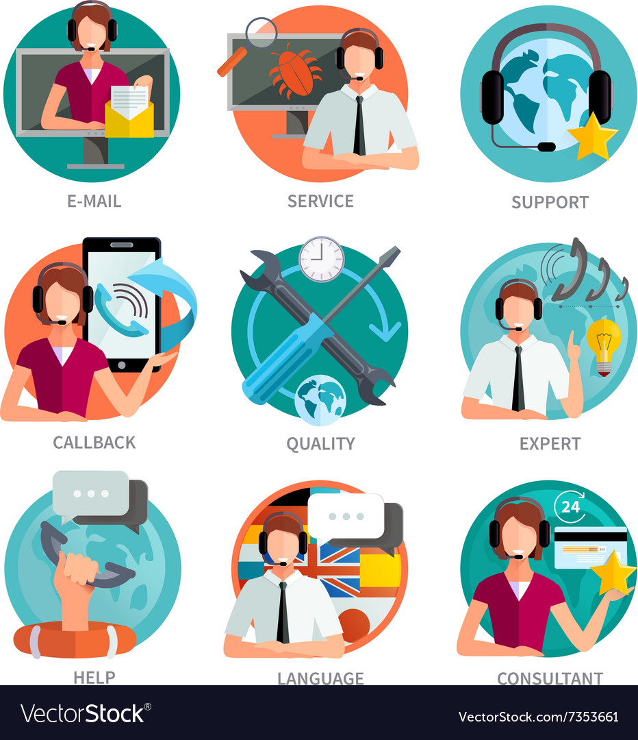 Customer support design emblems set Royalty Free Vector