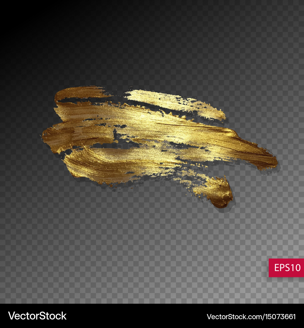 Hand drawing gold brush stroke paint spot Vector Image