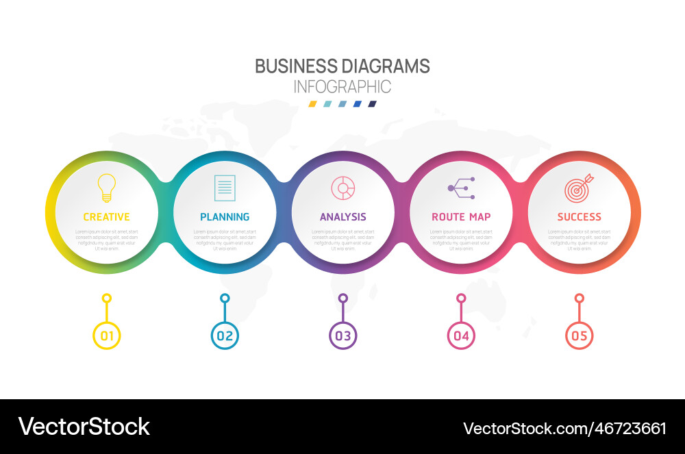 Infographic charts template for business 5 steps Vector Image