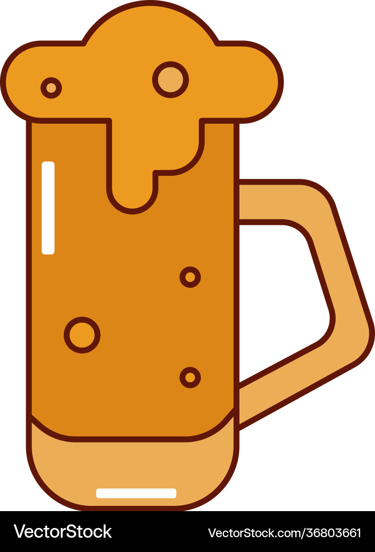 Isolated beer glass gold Royalty Free Vector Image