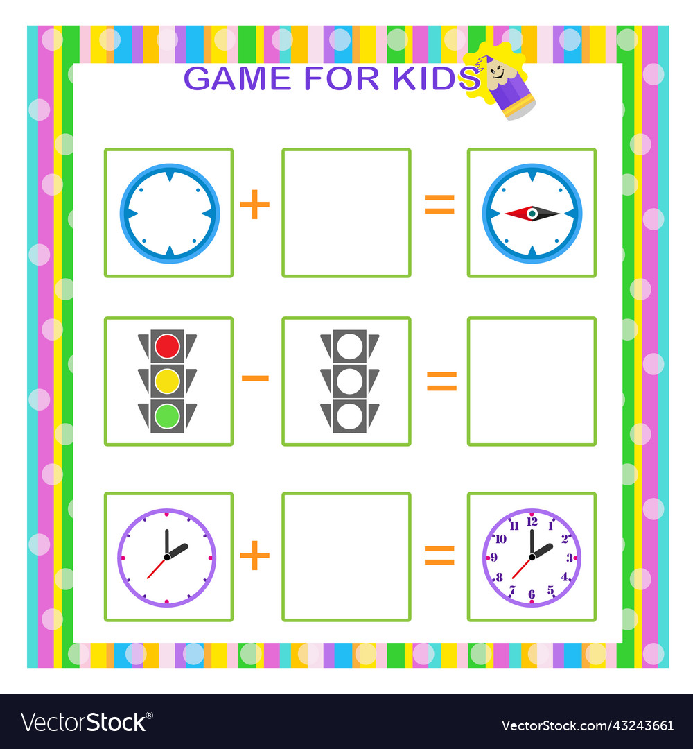 Logic game for children preschool worksheet Vector Image