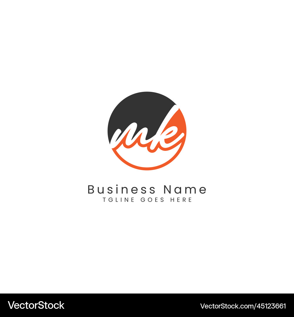 M k mk initial letter handwritten signature logo Vector Image
