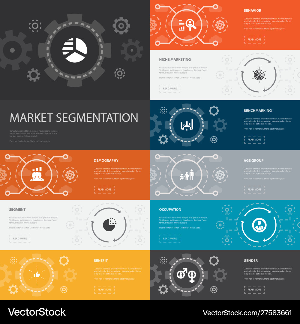 Market segmentation infographic 10 line icons Vector Image