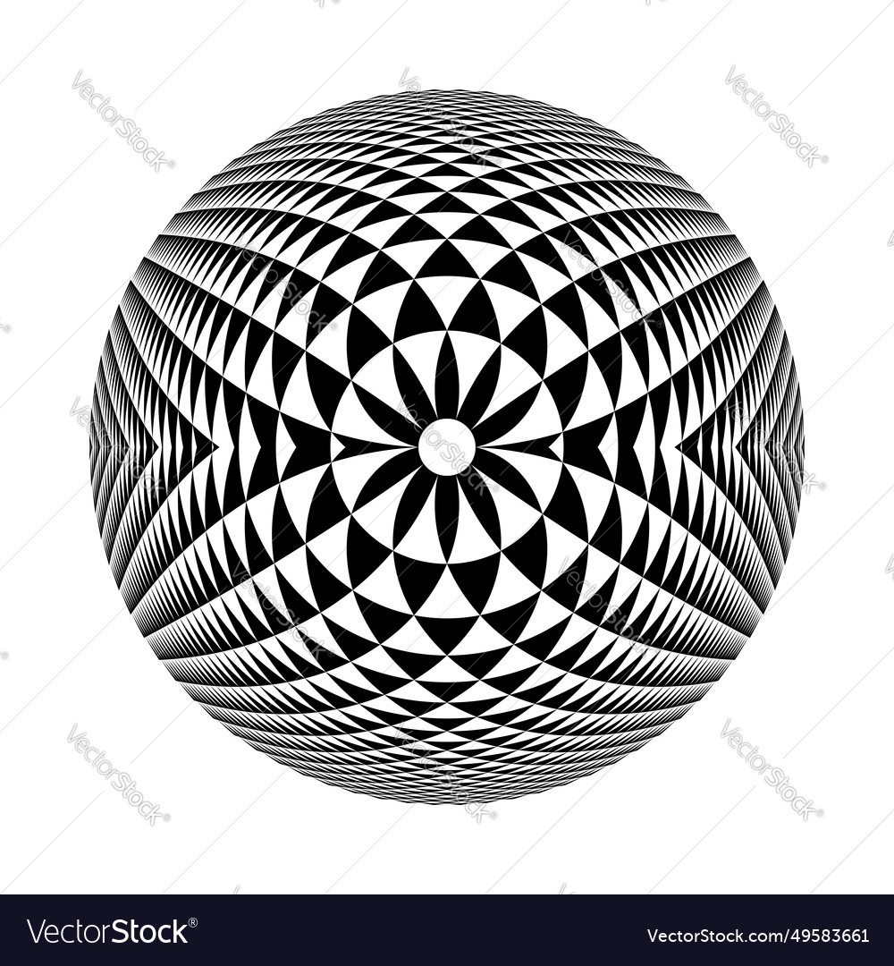 Op art spherical pattern Royalty Free Vector Image
