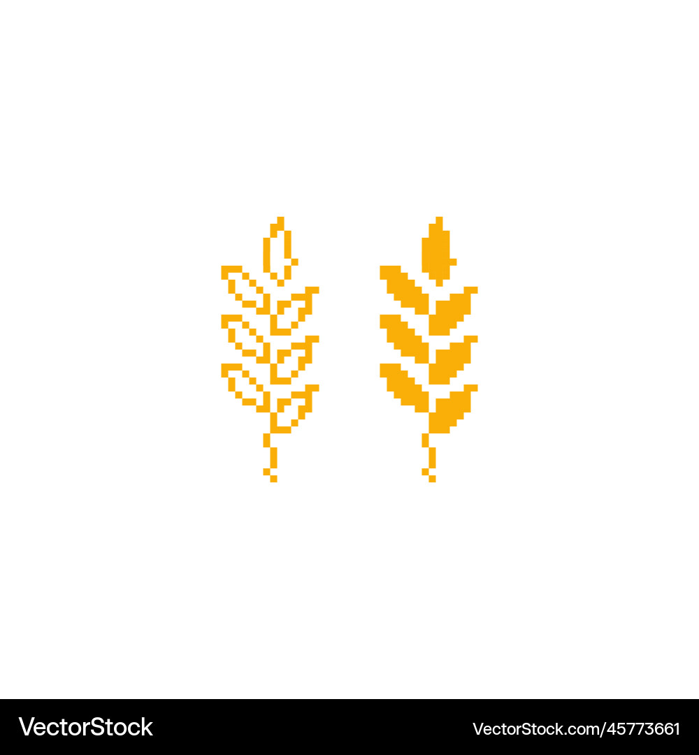 Wheat agriculture organic pixel art 8 bit icon Vector Image
