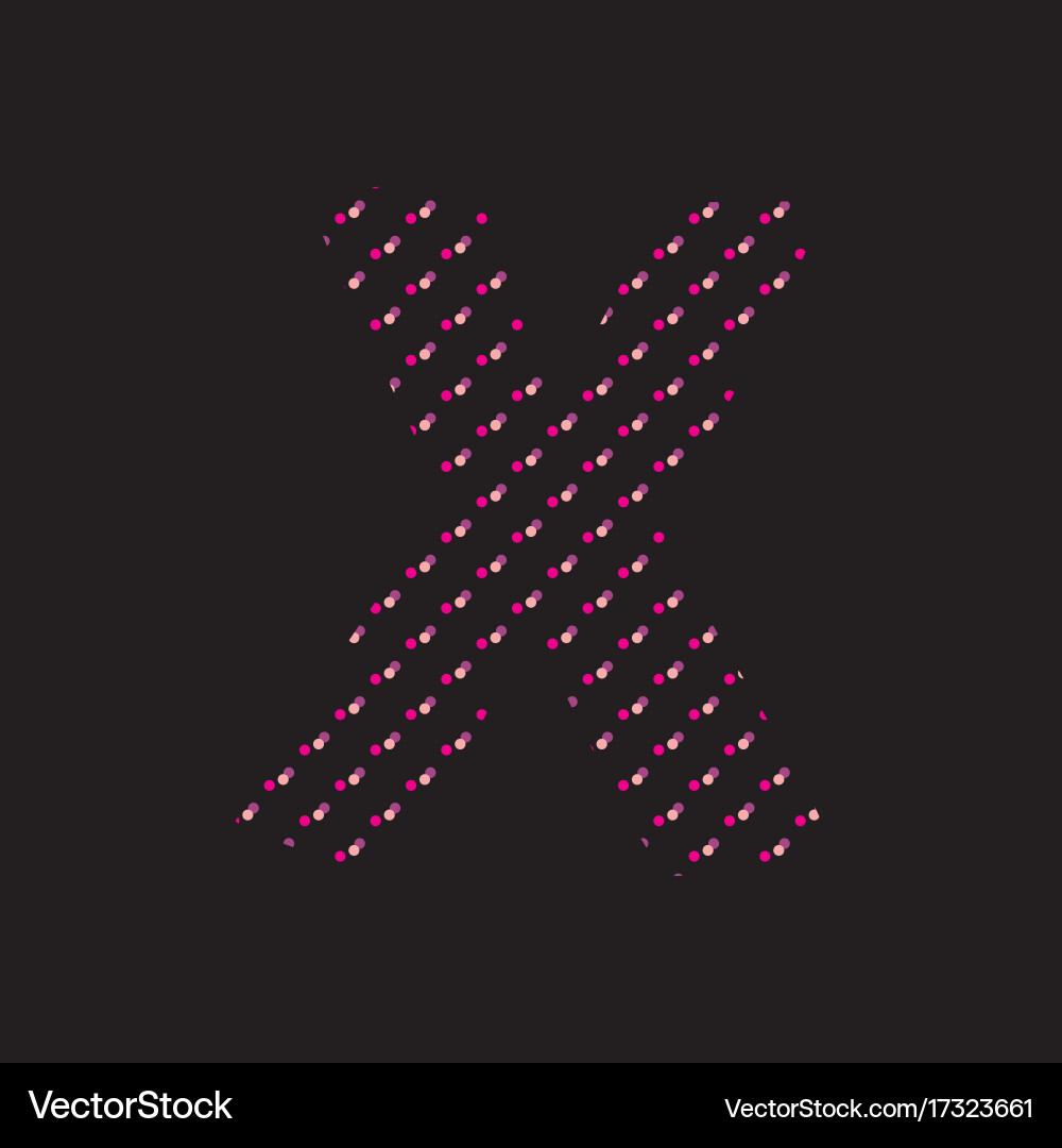 X dotted alphabet letter isolated on black Vector Image