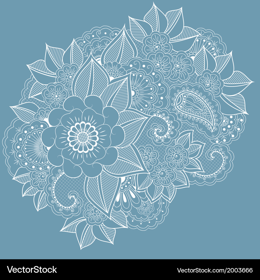 Abstract floral elements in indian mehndi style Vector Image