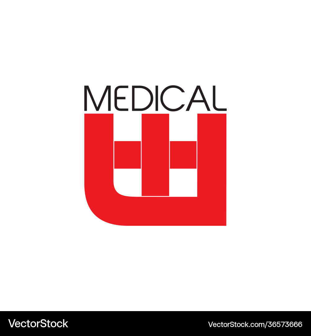 Abstract letter u plus medical logo Royalty Free Vector
