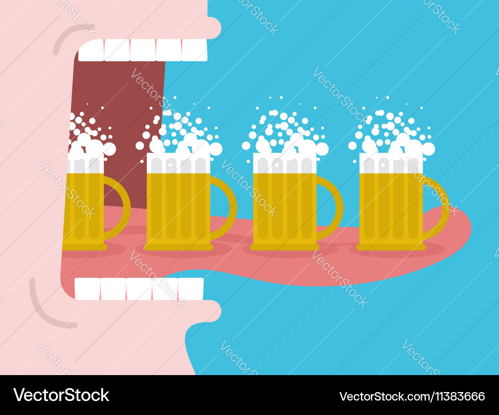 Alcoholism Drinking many beer Man drinks beer Wide