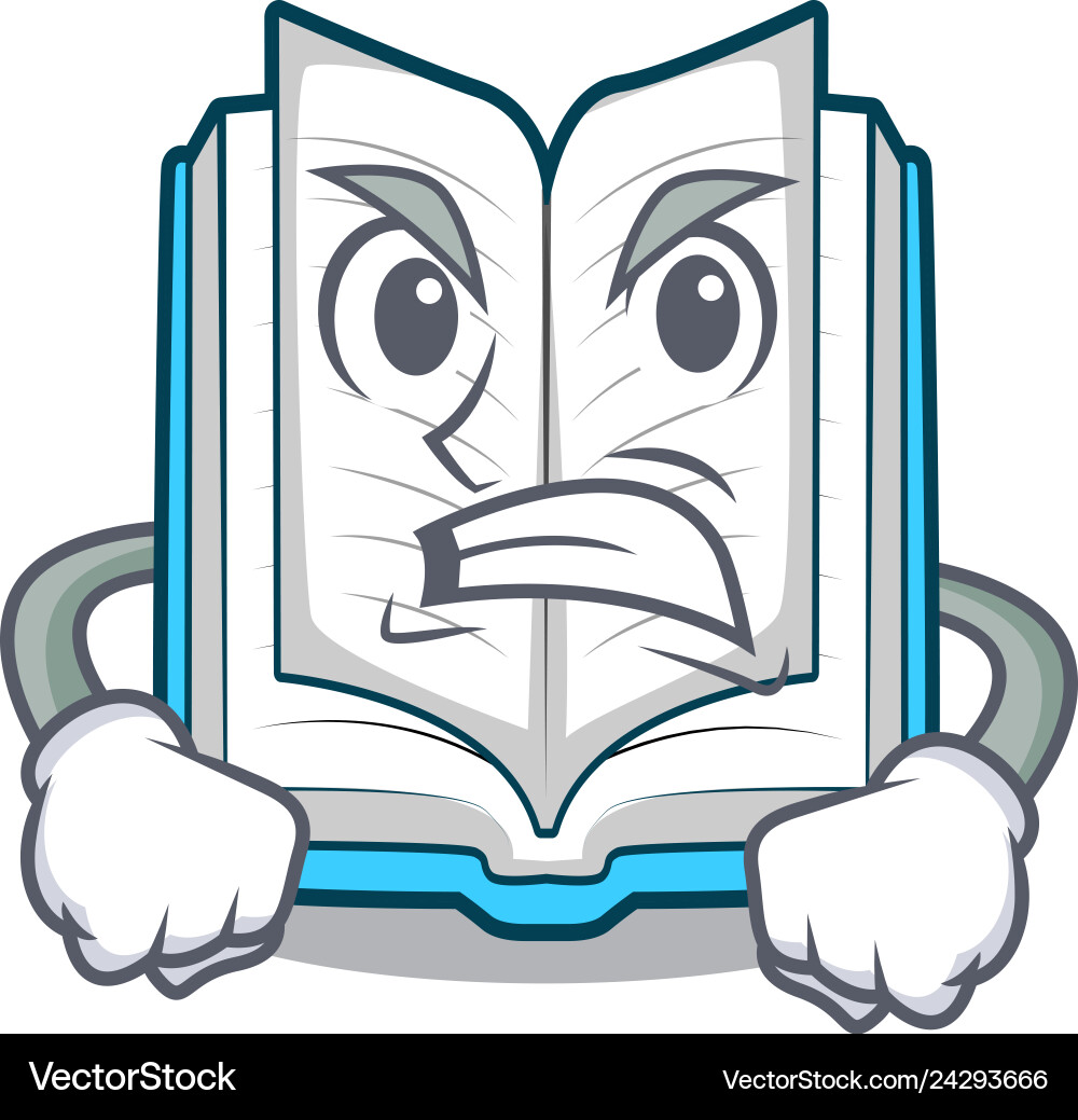 Angry opened book in the shape mascot Royalty Free Vector