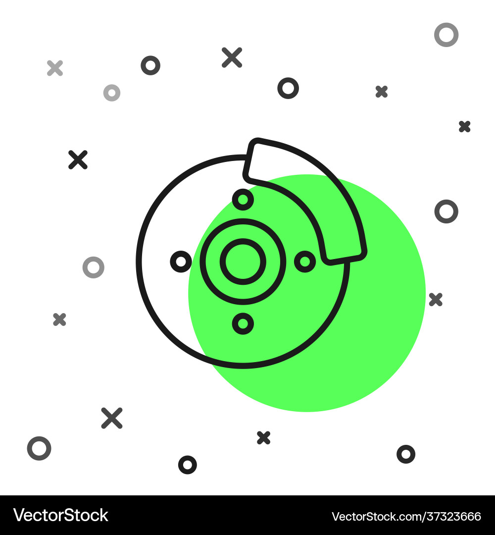 Black line car brake disk with caliper icon Vector Image