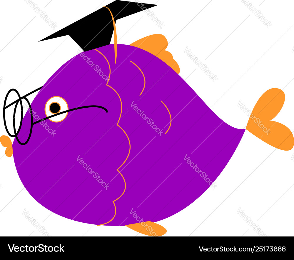 Clipart a graduated fish wearing spectacles Vector Image