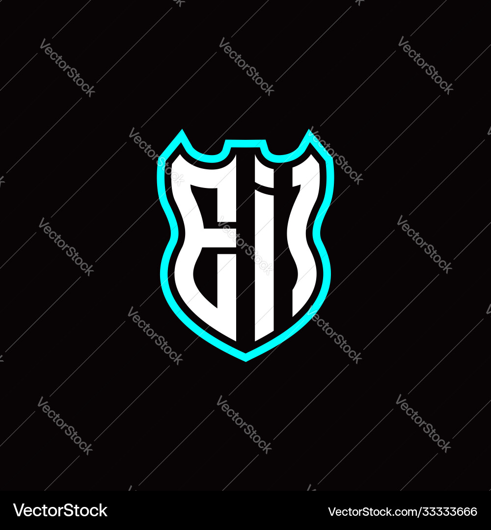 E i initial logo design with shield shape Vector Image