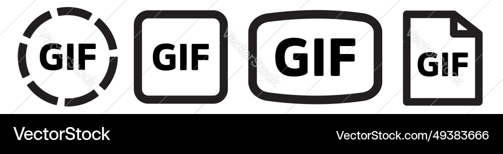 Gif icon set four collections in black Royalty Free Vector